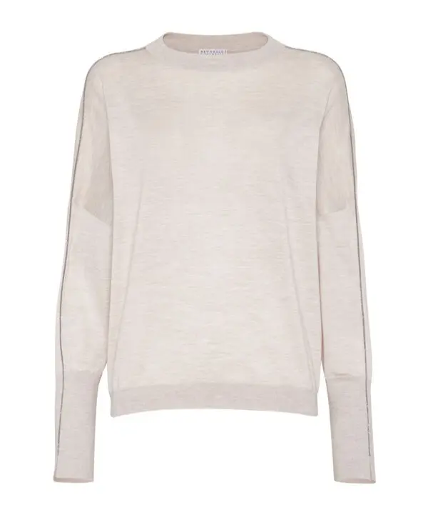 Brunello Cucinelli Crew Neck Knit Pullover - Oyster
