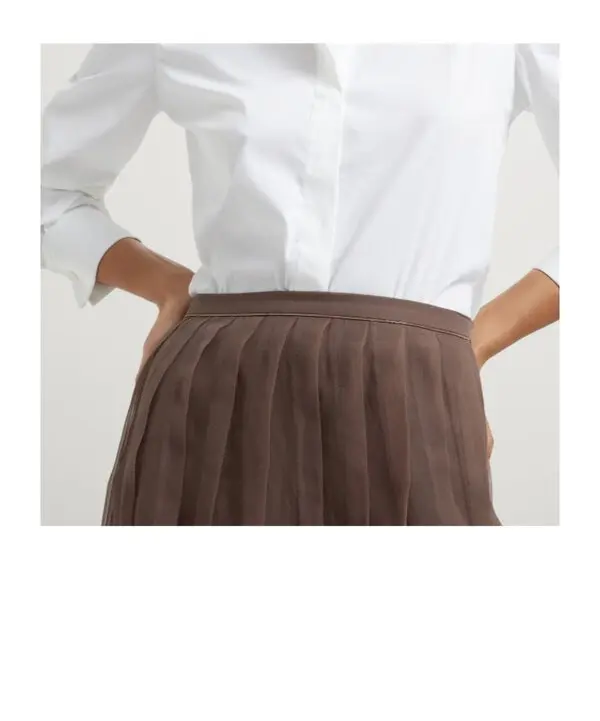Brunello Cucinelli Pleated Tulle Midi Skirt