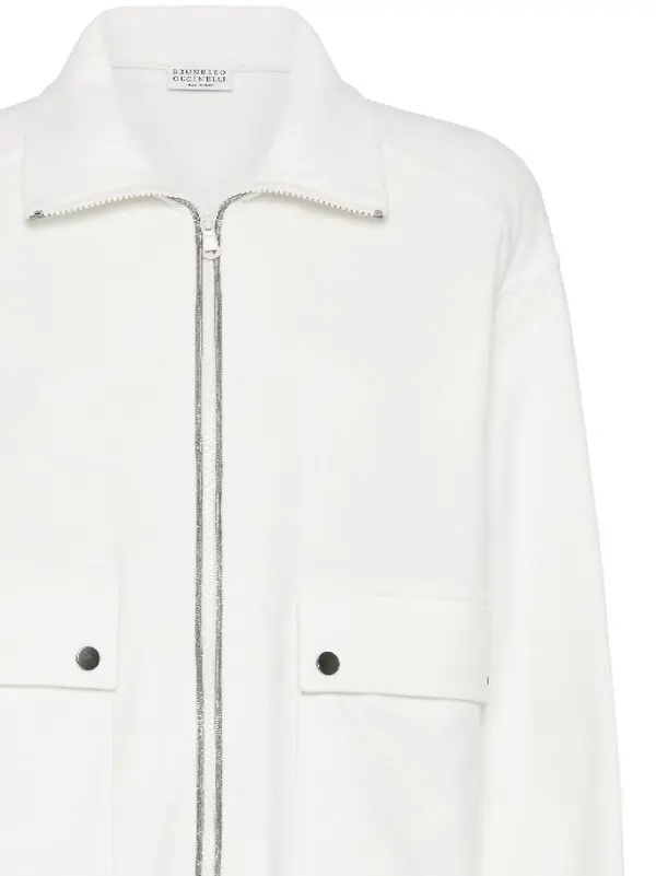 Brunello Cucinelli Monili Bead-embellished Full Zip Sweatshirt - Off-white