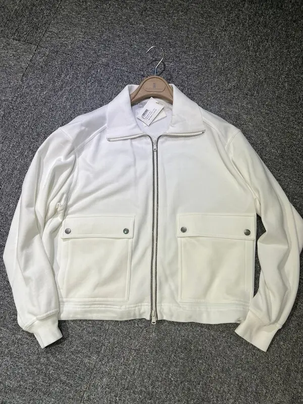 Brunello Cucinelli Monili Bead-embellished Full Zip Sweatshirt - Off-white