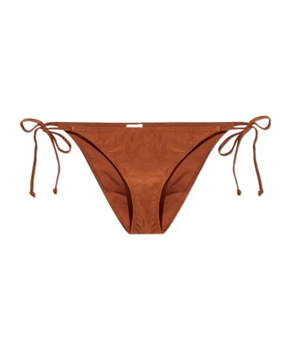 GANNI Bikini Briefs With Side Tie - Brown