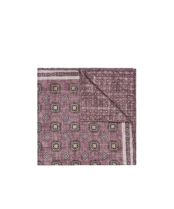 Brunello Cucinelli Logo Patch Graphic Printed Pocket Square - Gray