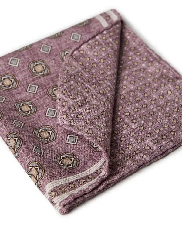 Brunello Cucinelli Logo Patch Graphic Printed Pocket Square