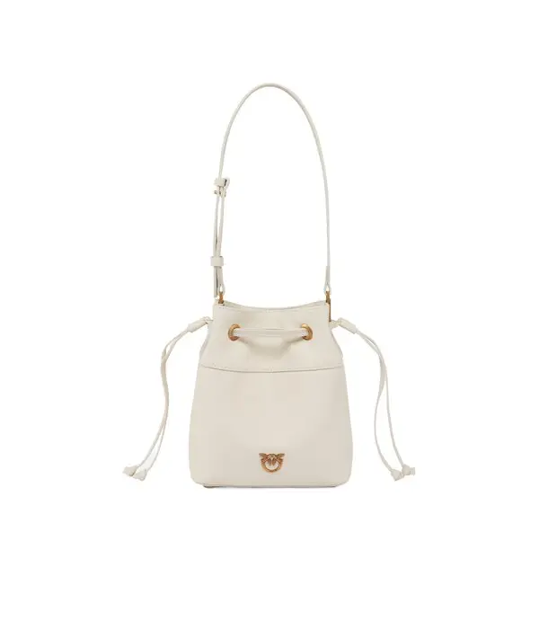 Pinko Logo Plaque Drawstring Fastened Bucket Bag - White