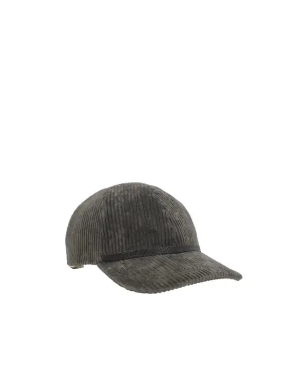Brunello Cucinelli Monili Detailed Corduroy Baseball Cap - Grey