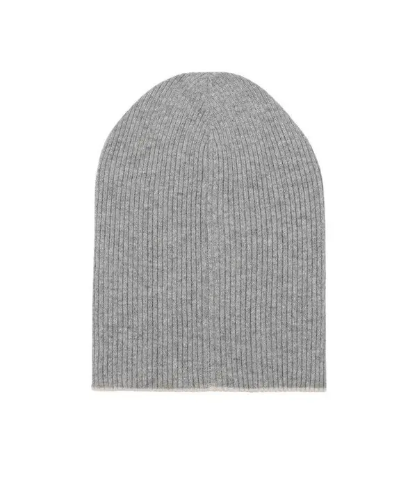 Brunello Cucinelli Rib Knit Cashmere Beanie - Gray
