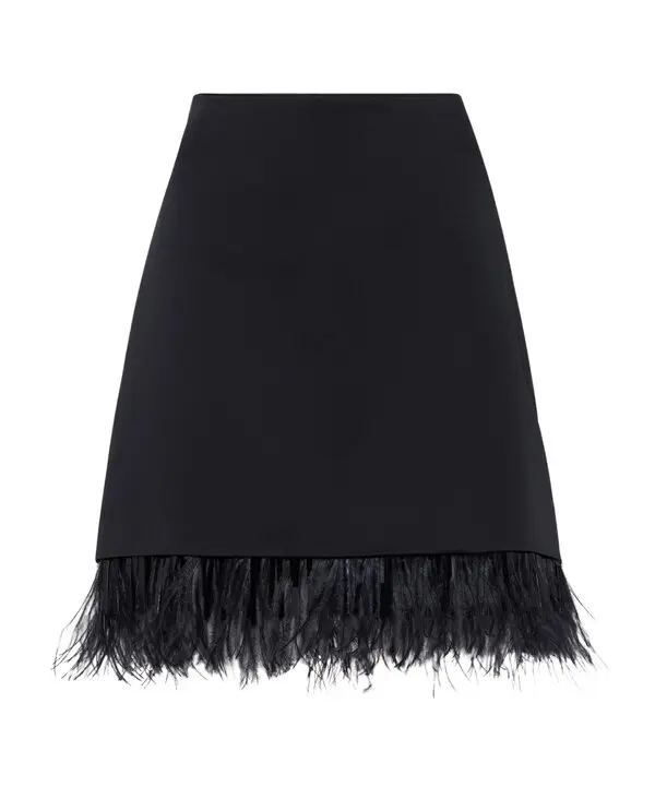 Brunello Cucinelli High-waist Feather-trimmed Mini Skirt