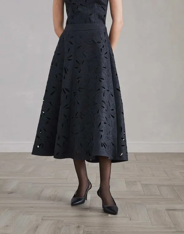 Brunello Cucinelli Openwork Midi Skirt
