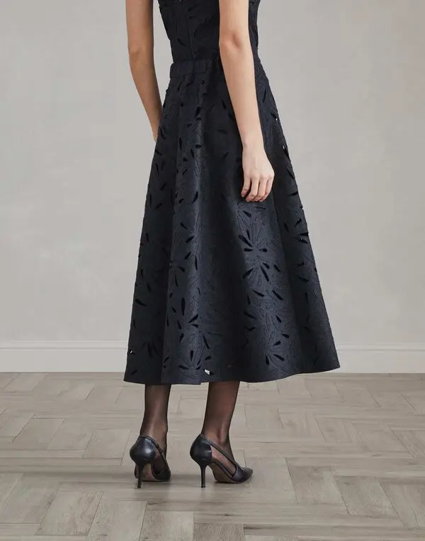 Brunello Cucinelli Openwork Midi Skirt