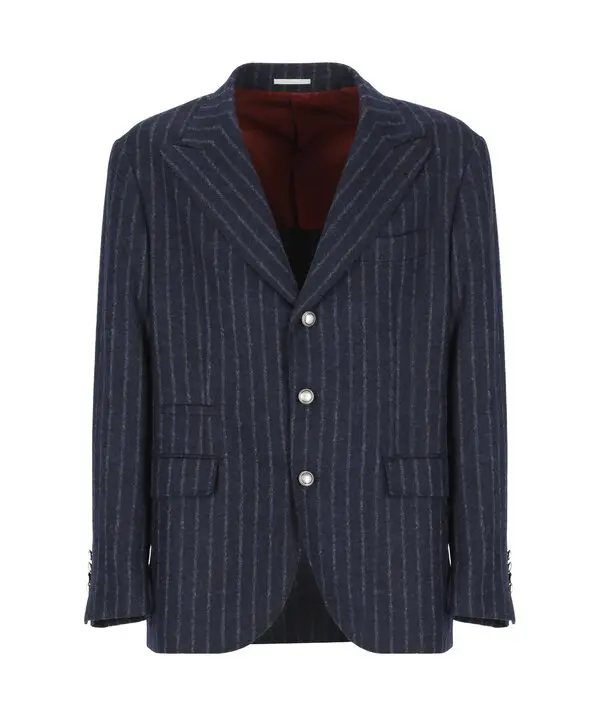 Brunello Cucinelli Single-breasted Striped Tailored Blazer
