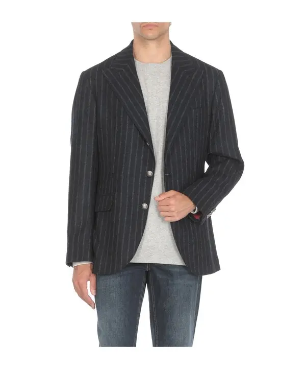Brunello Cucinelli Single-breasted Striped Tailored Blazer