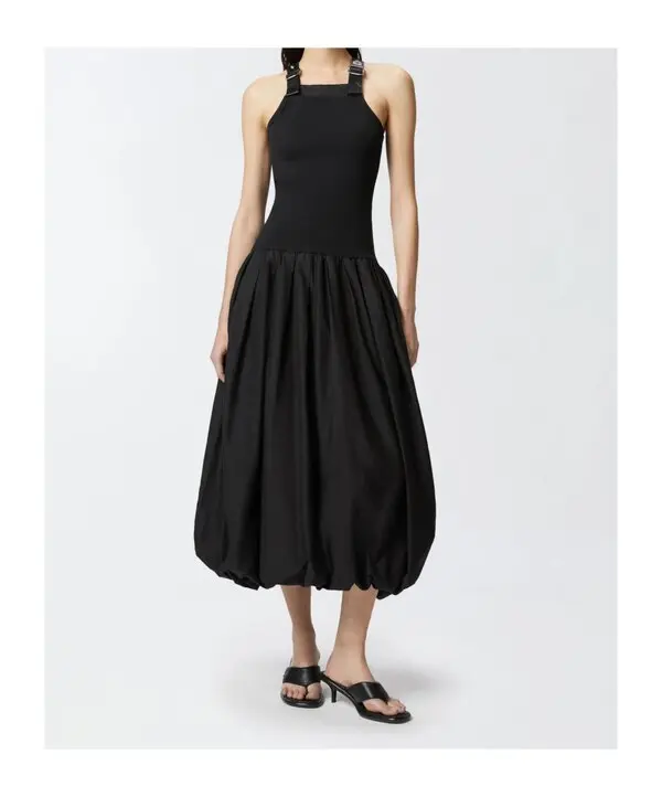 Pinko Balloon Hem Midi Dress With Racer Back
