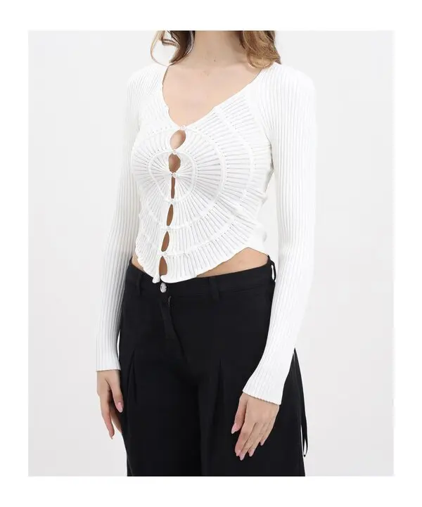 Pinko Slim-fit Ribbed Cardigan With Ray Motif