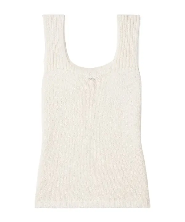 Khaite Sleeveless Knit Top With Ribbed Piping - Cream