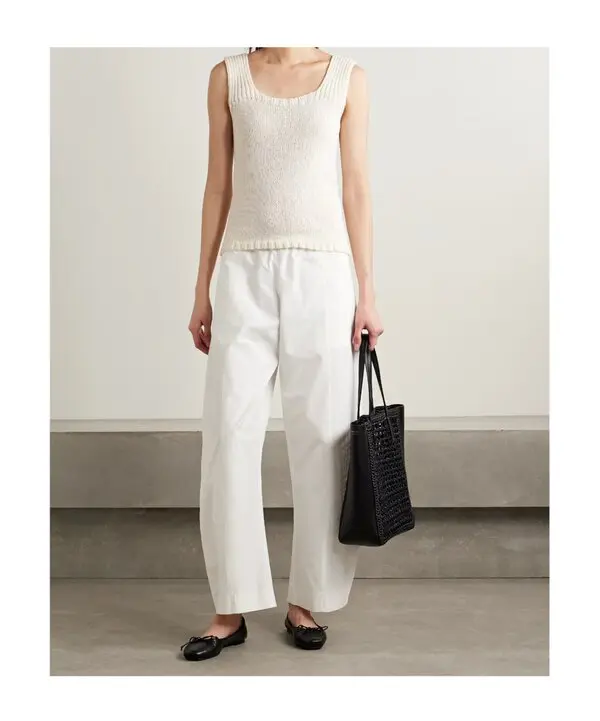 Khaite Sleeveless Knit Top With Ribbed Piping - Cream