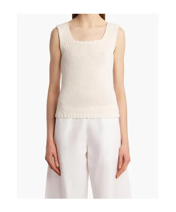 Khaite Sleeveless Knit Top With Ribbed Piping - Cream