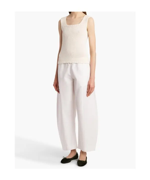 Khaite Sleeveless Knit Top With Ribbed Piping - Cream