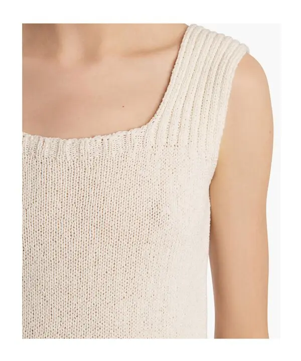 Khaite Sleeveless Knit Top With Ribbed Piping - Cream