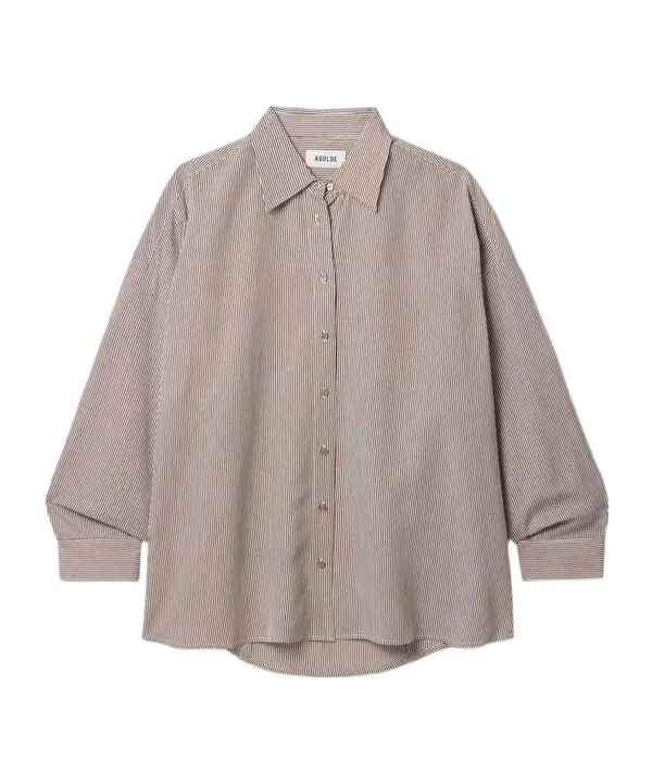 AGOLDE Striped Button-down Shirt - Nude