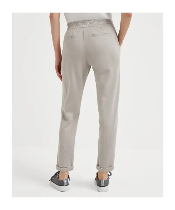 Brunello Cucinelli Precious Stripe Cotton-silk Trousers
