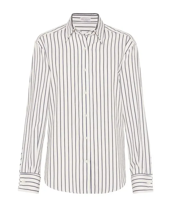 Brunello Cucinelli Striped Cotton Shirt - White