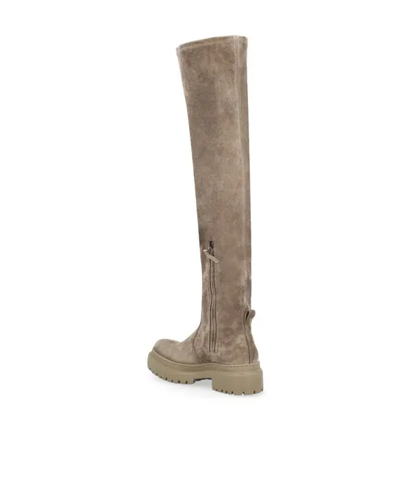 Brunello Cucinelli Over The Knee Logo Boots