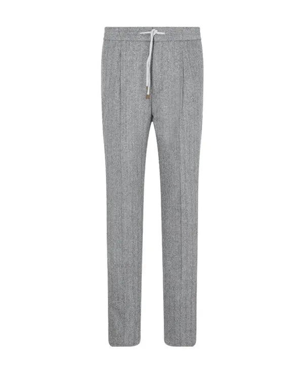 Brunello Cucinelli Drawstring Tapered-leg Trousers - Gray