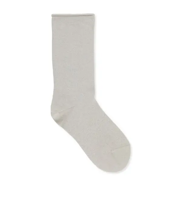 Brunello Cucinelli Metallic Knit Crew Socks - White