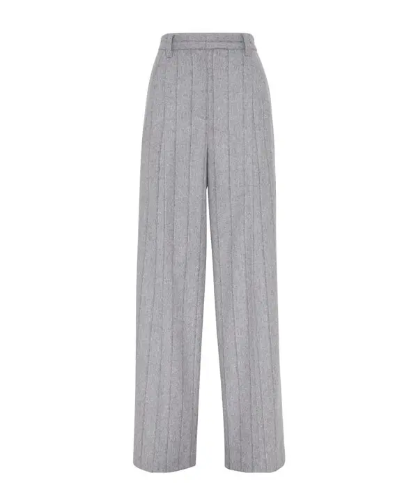 Brunello Cucinelli Pleated Striped Straight-leg Trousers