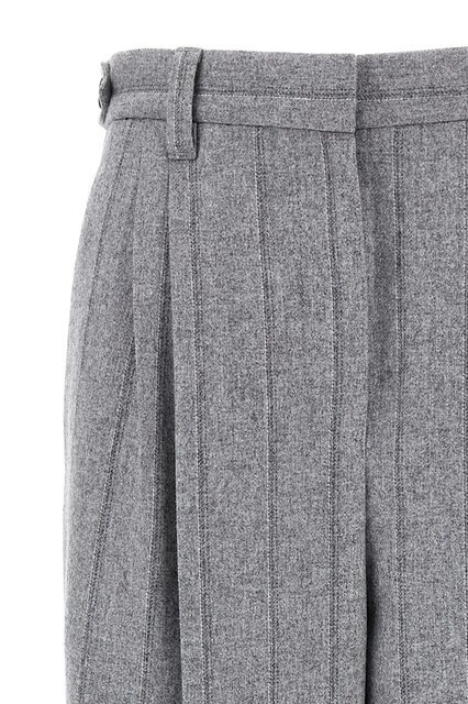 Brunello Cucinelli Pleated Straight-leg Striped Trousers - Light Gray