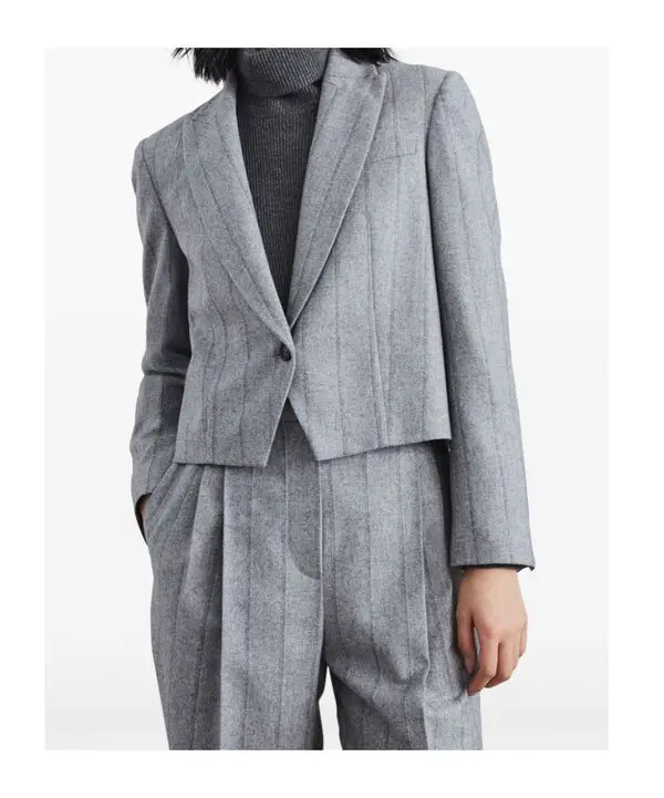Brunello Cucinelli Striped Cropped Flannel Blazer