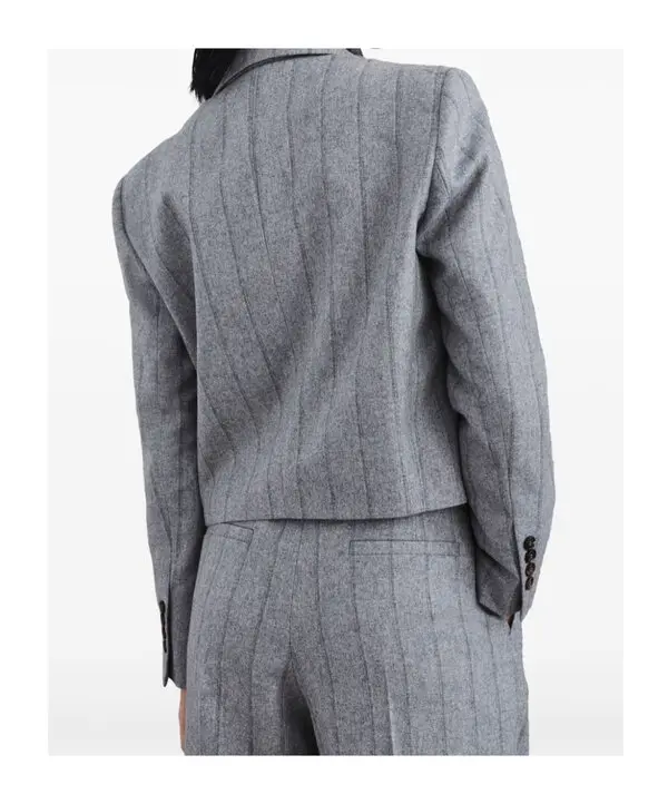 Brunello Cucinelli Striped Cropped Flannel Blazer