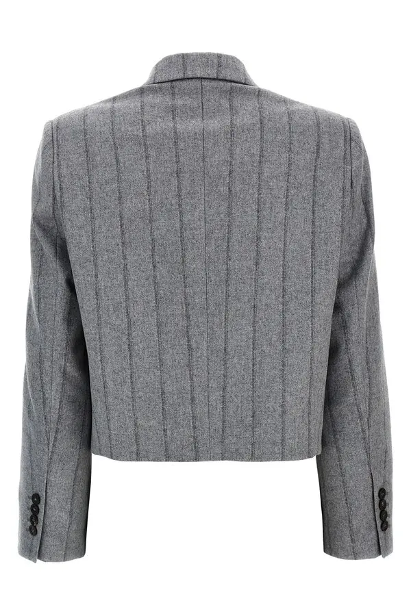 Brunello Cucinelli Striped Cropped Flannel Blazer