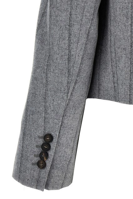 Brunello Cucinelli Striped Cropped Flannel Blazer