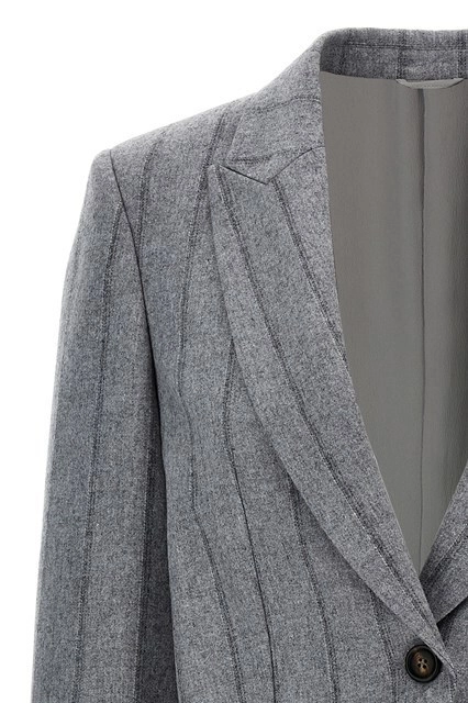 Brunello Cucinelli Striped Cropped Flannel Blazer