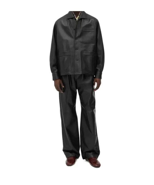 Bottega Veneta Leather Pyjama Shirt - Black