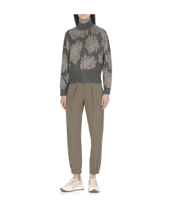 Brunello Cucinelli High-waisted Trousers With Bead Embellishment