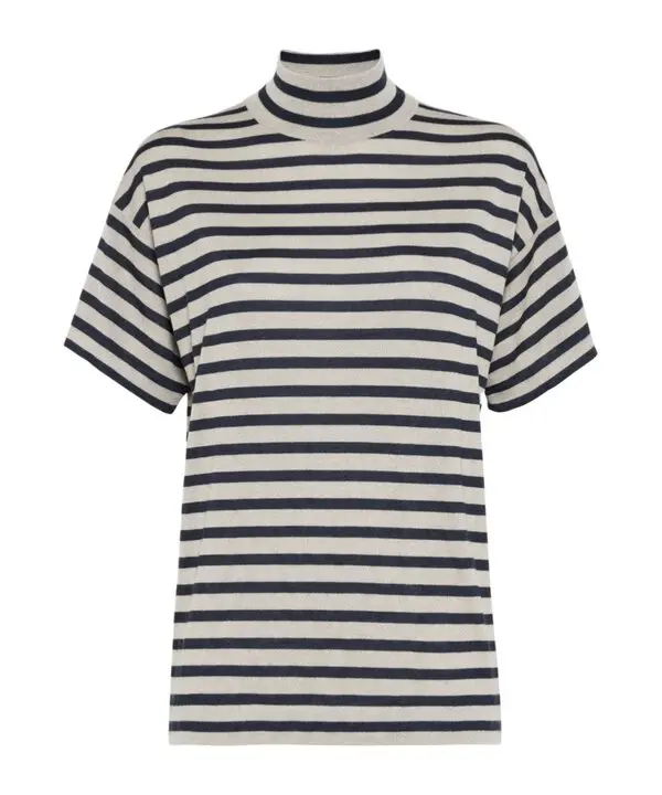 Brunello Cucinelli Striped Roll Neck Knitted Top