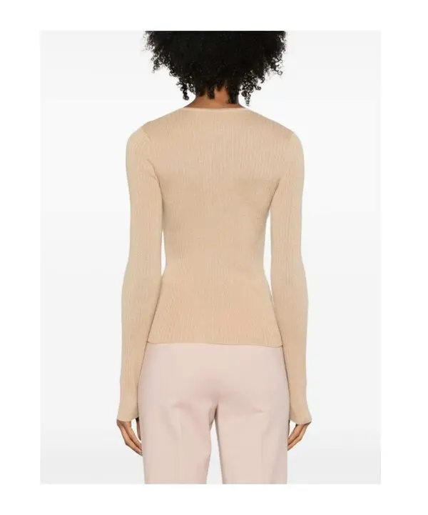 Max Mara V-neck Ribbed-knit Long-sleeve Top