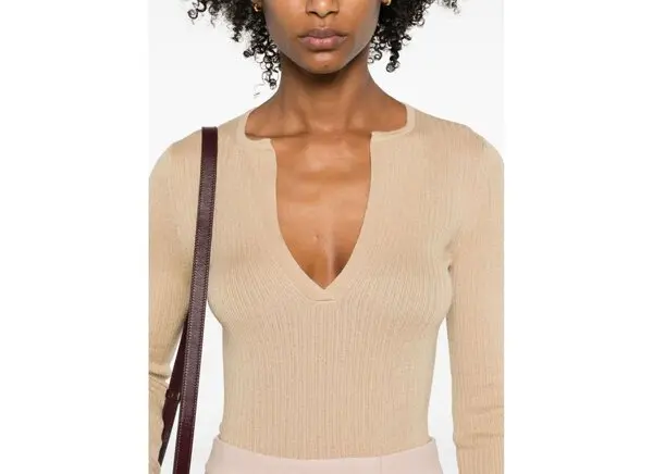 Max Mara V-neck Ribbed-knit Long-sleeve Top