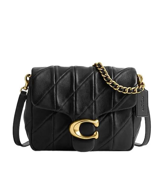 COACH Times Square Tabby Logo Plaque Quilted Shoulder Bag - Black
