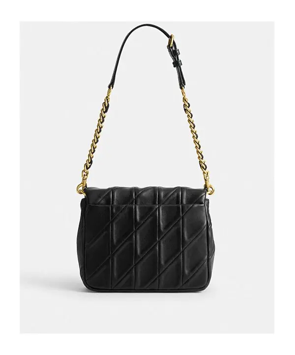 COACH Times Square Tabby Logo Plaque Quilted Shoulder Bag - Black