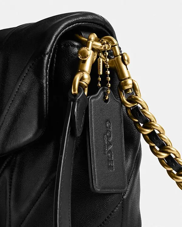 COACH Times Square Tabby Logo Plaque Quilted Shoulder Bag - Black