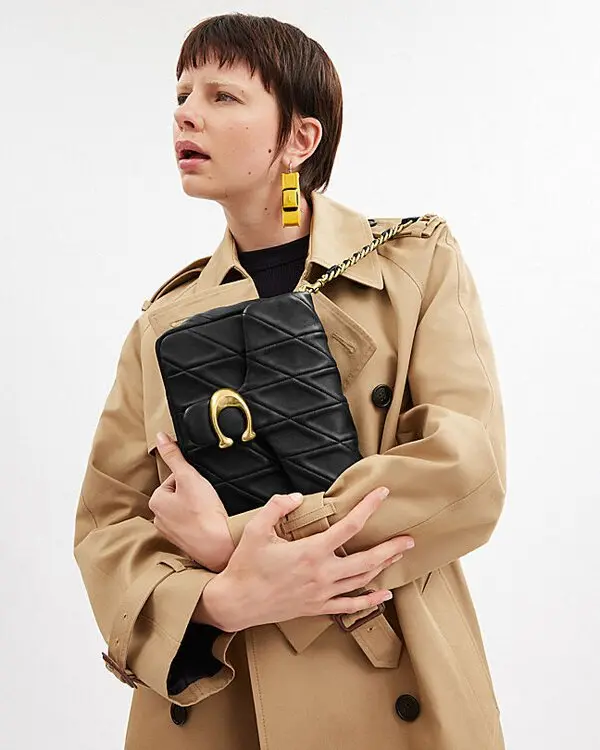 COACH Times Square Tabby Logo Plaque Quilted Shoulder Bag - Black