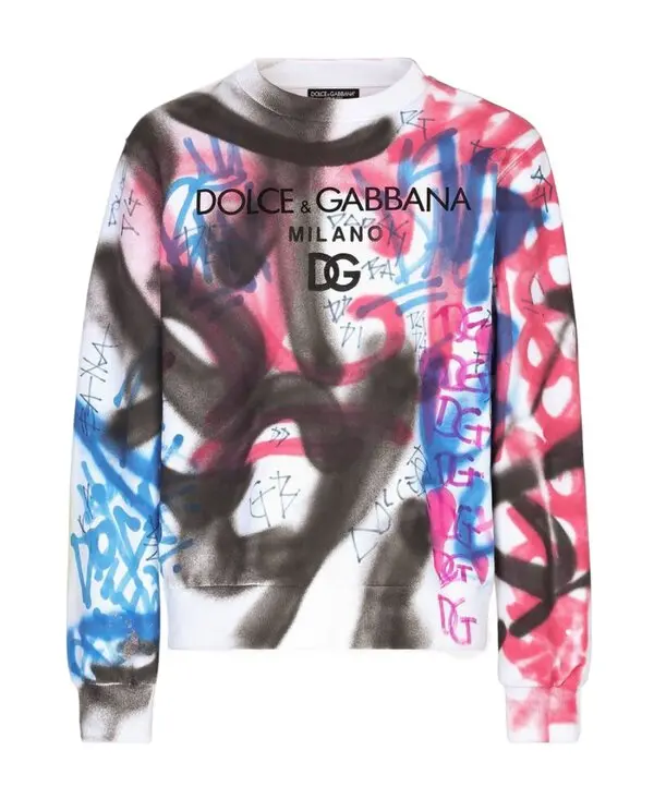 Dolce & Gabbana Graffiti Print Cotton Sweatshirt - Multicolor