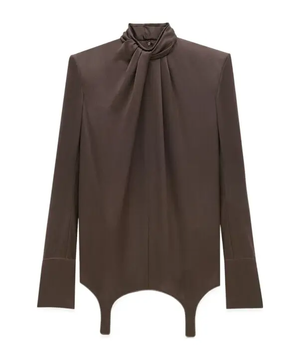 Saint Laurent Twist-neck Garter Blouse