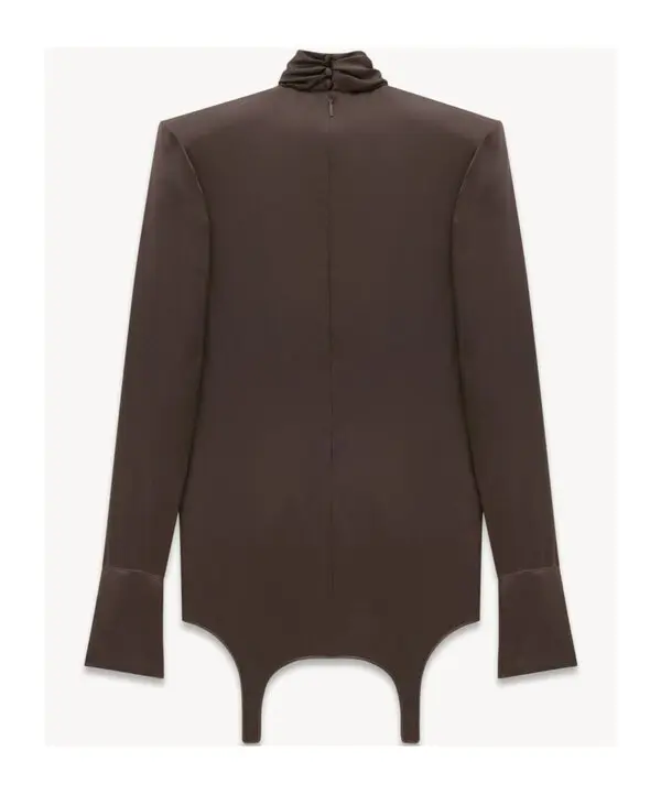 Saint Laurent Twist-neck Garter Blouse