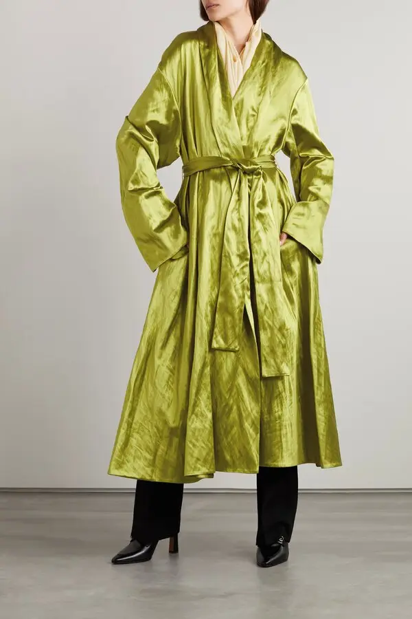 THE ROW Emeline Metallic Pleated Satin Coat