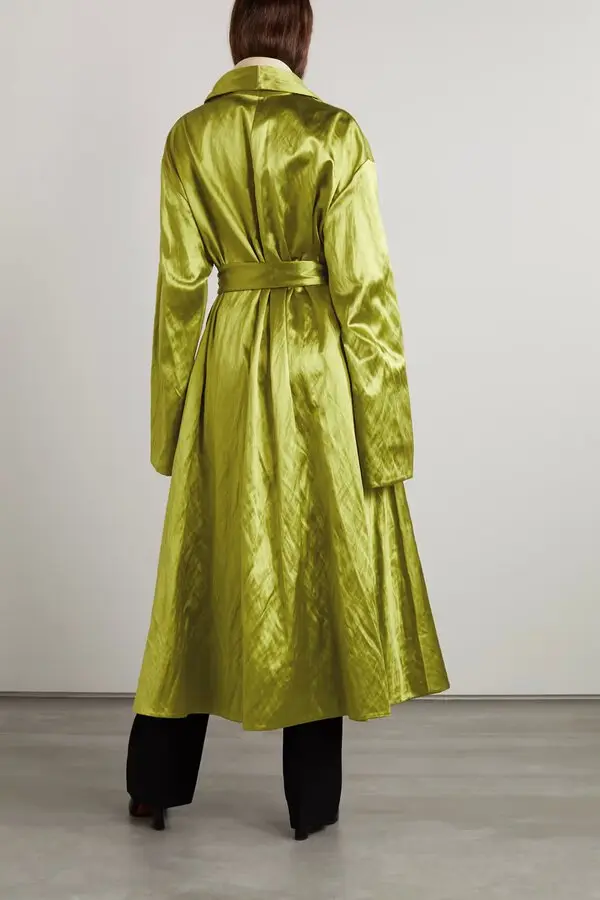 THE ROW Emeline Metallic Pleated Satin Coat