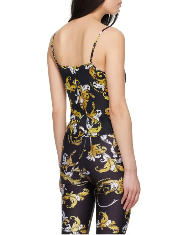 Versace Strappy Cowl Neck Baroque Print Top